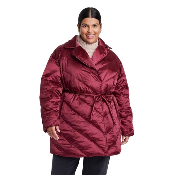Ava & Viv | Jackets & Coats | Ava Viv Nwt Womens Berry Red Cozy Quilted ...